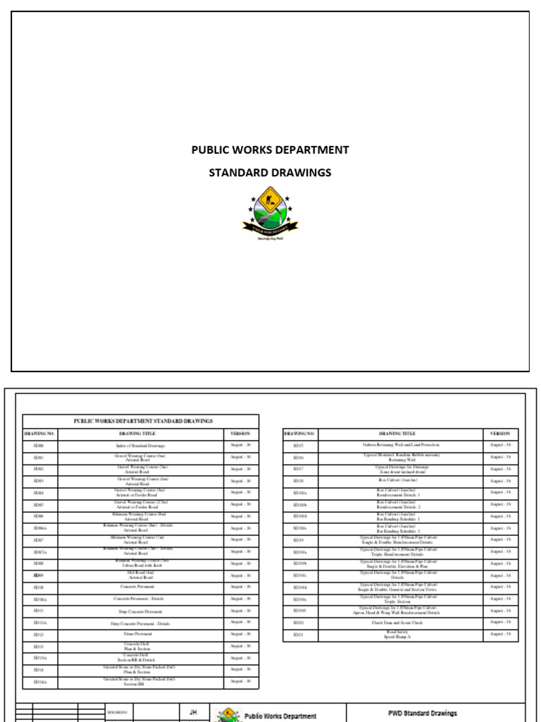 PWD Standard Drawings Index | PDF | Road | Drainage