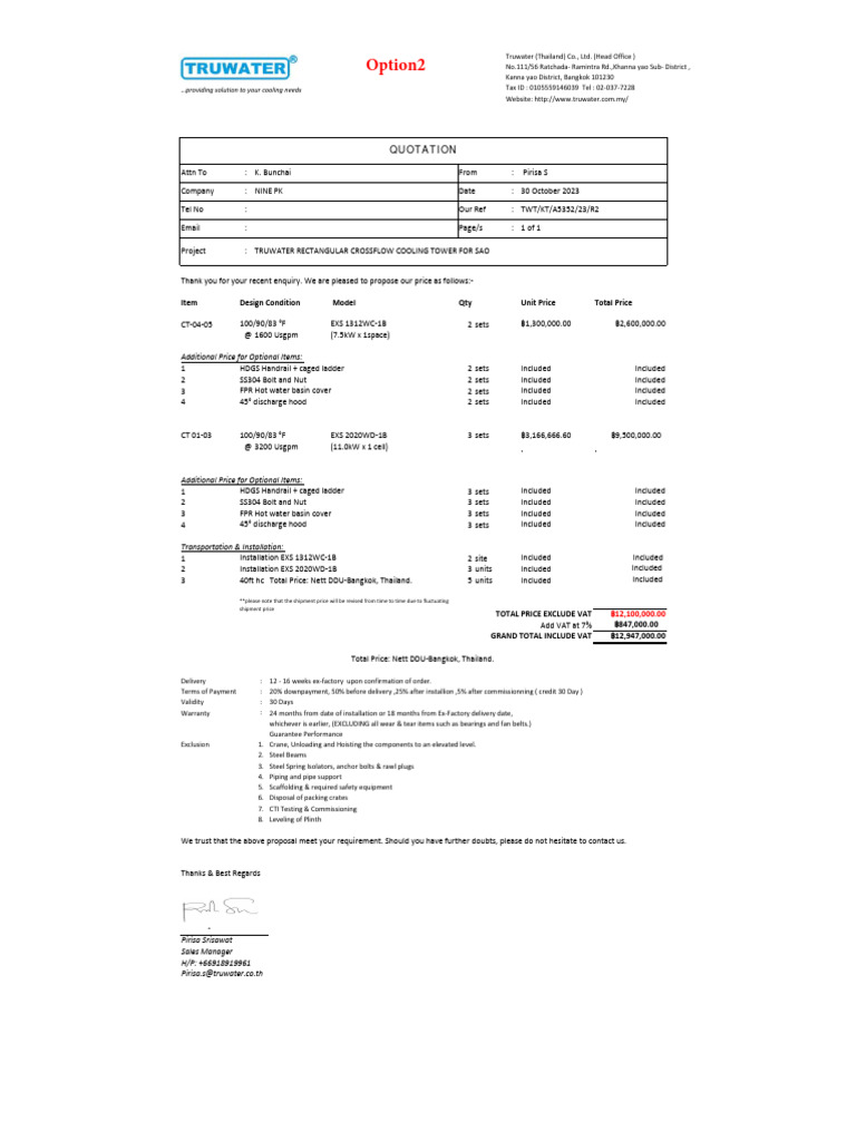 Revised Quotation SAORe2 Nine PK | PDF | Mechanical Engineering ...