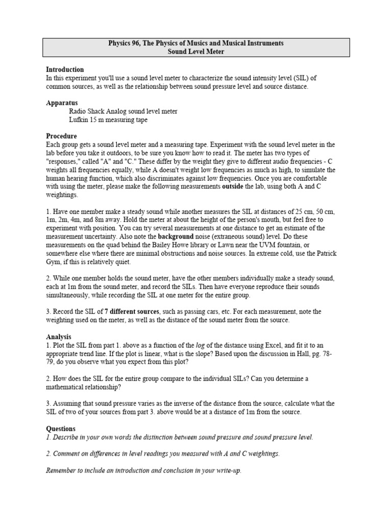 SIL Lab | PDF | Sound | Metre