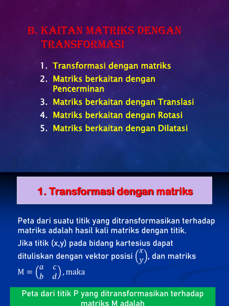 Kaitan Matriks Dengan Transformasi - Part 1 | PDF