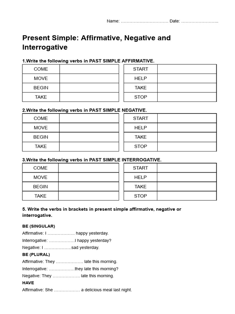 Unit 4 Present Simple - Affirmative, Negative and Interrogative | PDF | Question | Language ...