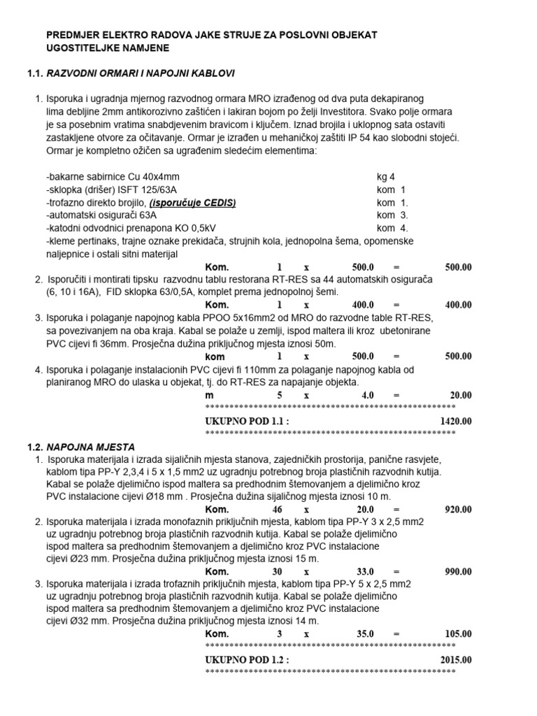 005-Predmjer Radova | PDF