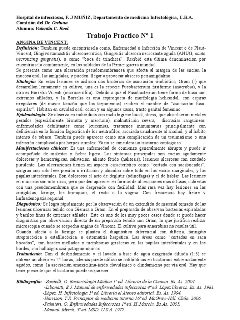 Angina de Vincent | PDF | Ciencias de la Salud | Medicina