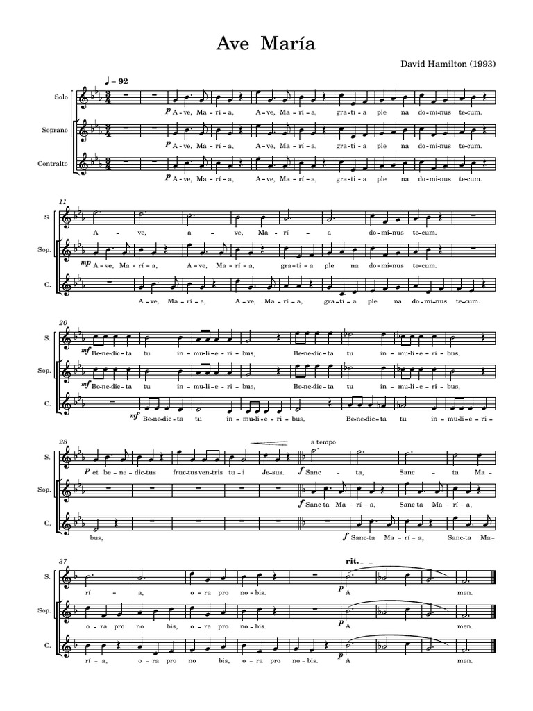 Ave María Hamilton - Coro | PDF