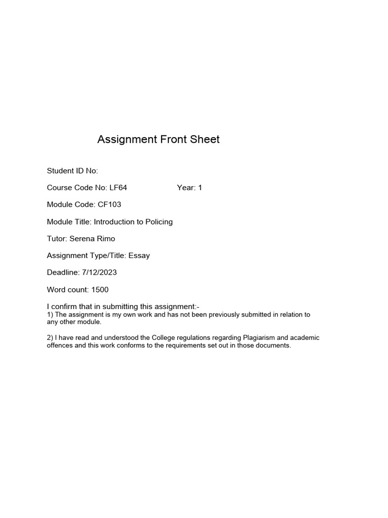 Zero Tolerance Policing Assignment | PDF | Police | Crimes