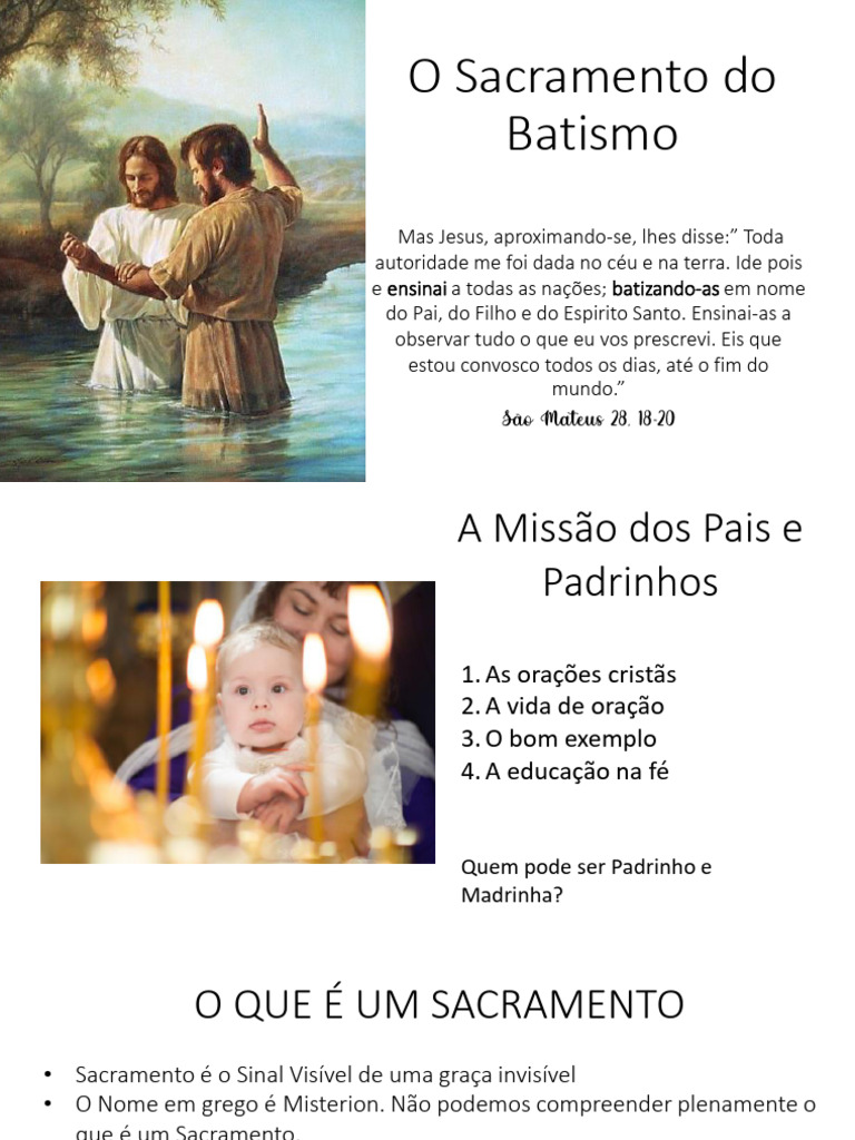 O Sacramento Do Batismo | PDF | Batismo | Sacramentos