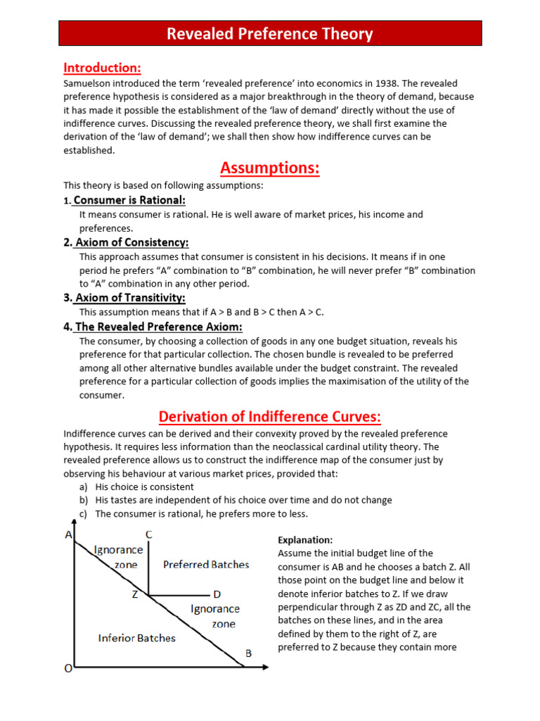 Revealed Preference Theory | PDF | Utility | Marketing