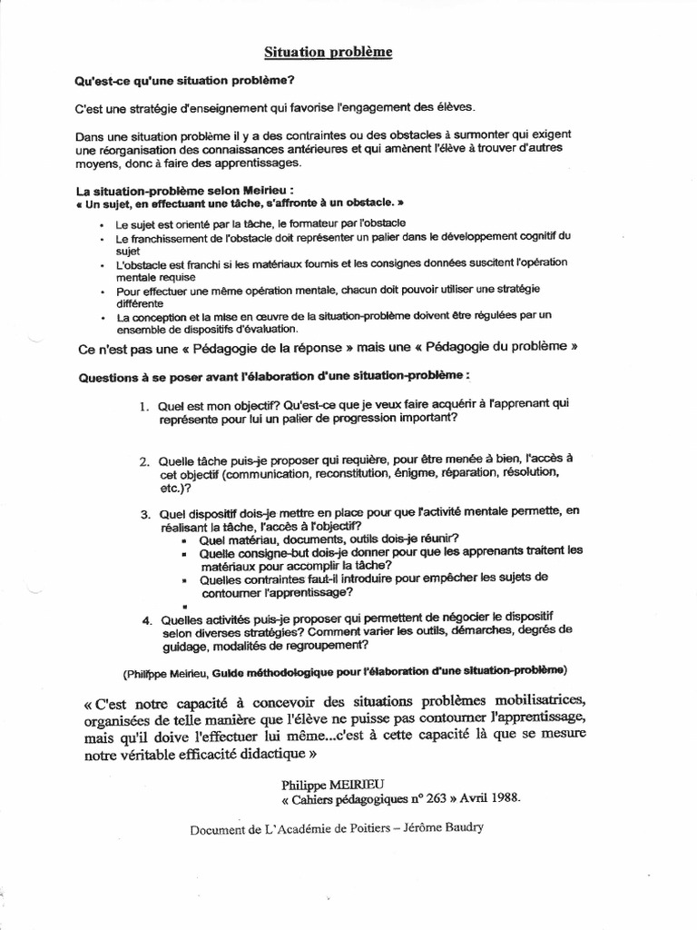 Comprendre la situation-problème en éducation | PDF