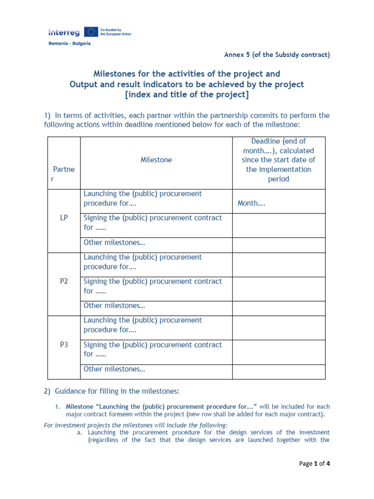 Project Milestones and Procurement Guide | PDF | Procurement | Economies
