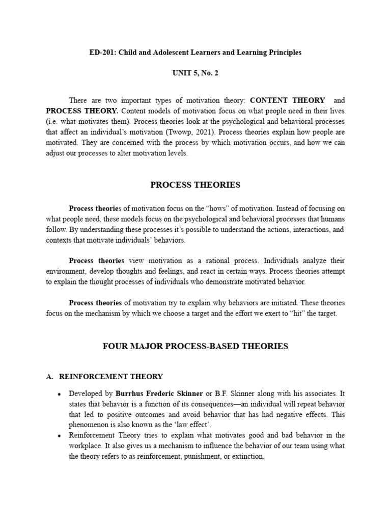 Process Theory | PDF | Motivational | Motivation