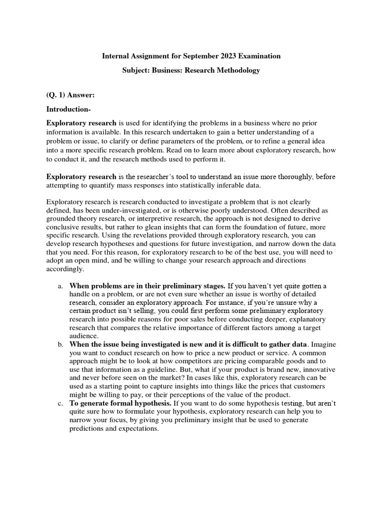 Internal Assignment - Research Methodology | PDF | Critical Thinking ...