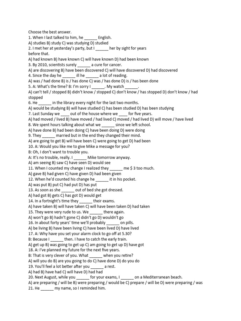 Tenses Intermediate Upper | PDF