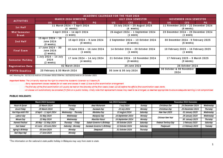 Academic Calendar Session 2024 | PDF | Observances | Festival