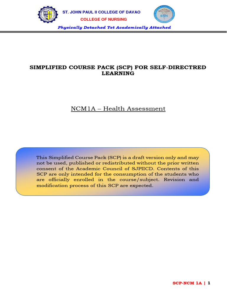 SCP Ncm1a | PDF | Physical Examination | Nursing