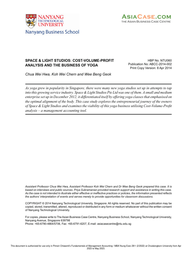 Case3 Space Light Studio Case-302285-16812930069765 | PDF | Hatha Yoga | Singapore