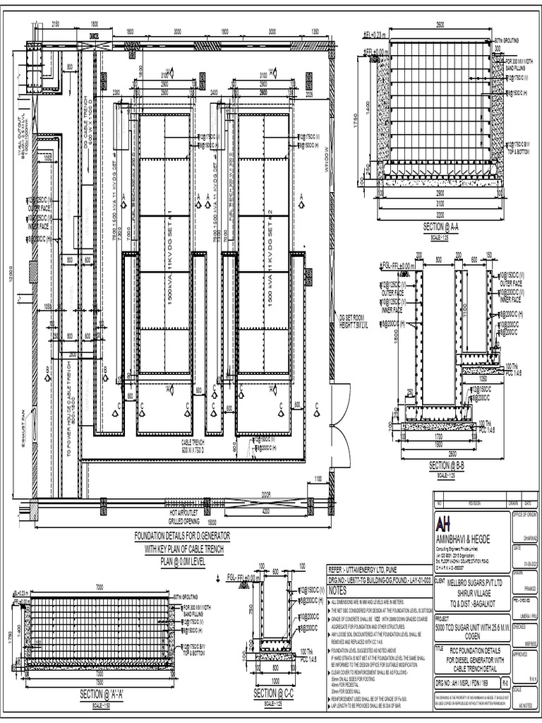 RCC FOUNDATION DETAILS FOR DIESEL GENERATOR WITH CABLE TRENCH-Model | PDF