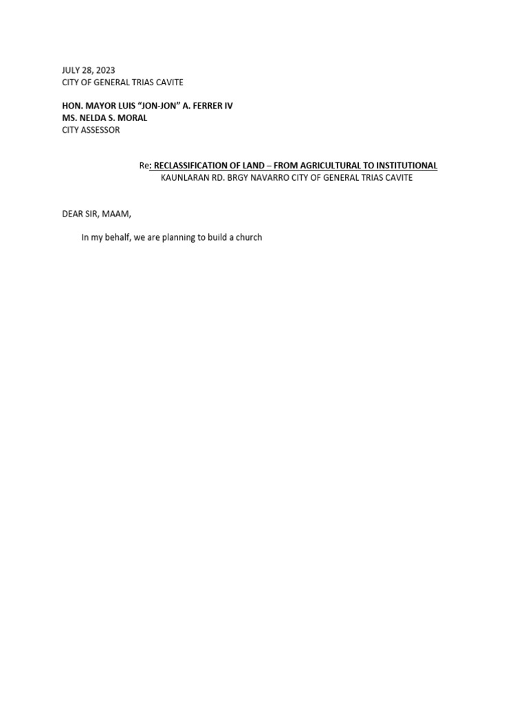 Reclassification of Land | PDF