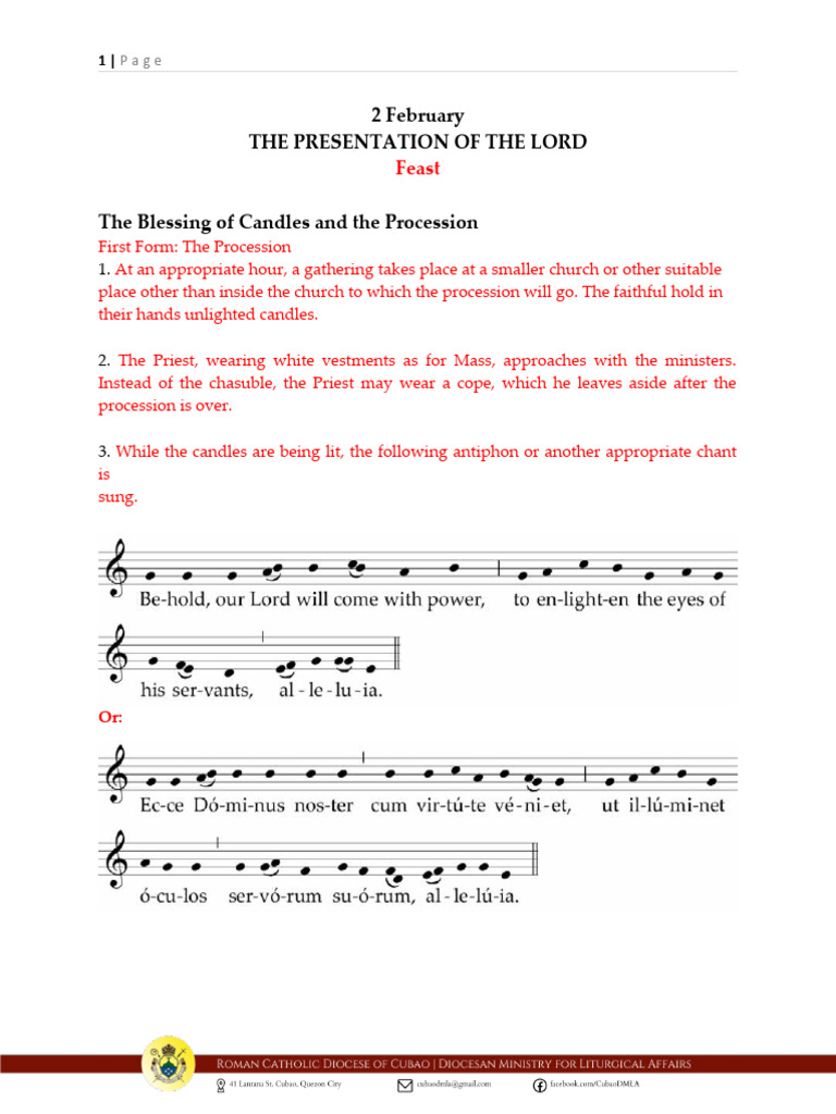 2 February FEAST OF THE PRESENTATION OF THE LORD IN THE TEMPLE | PDF ...