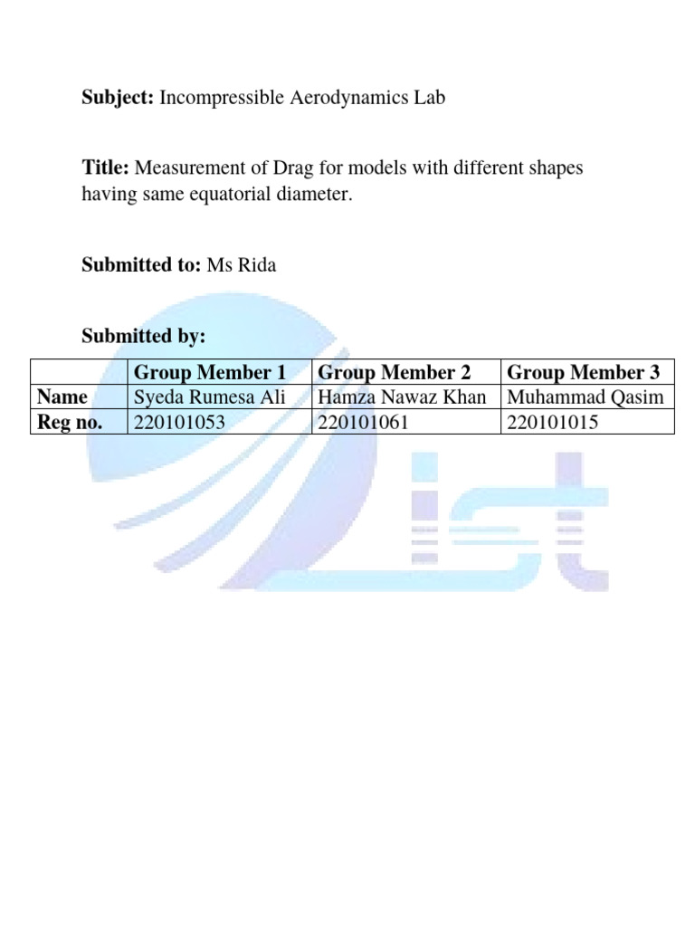 Drag Measurement in Aerodynamic Shapes | PDF | Drag (Physics) | Wind Tunnel