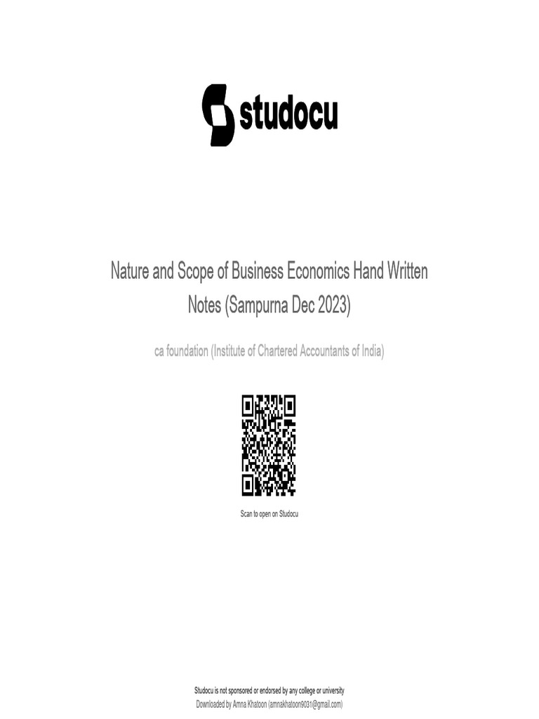 Business Economics: Nature & Scope Notes | PDF | Economics | Business