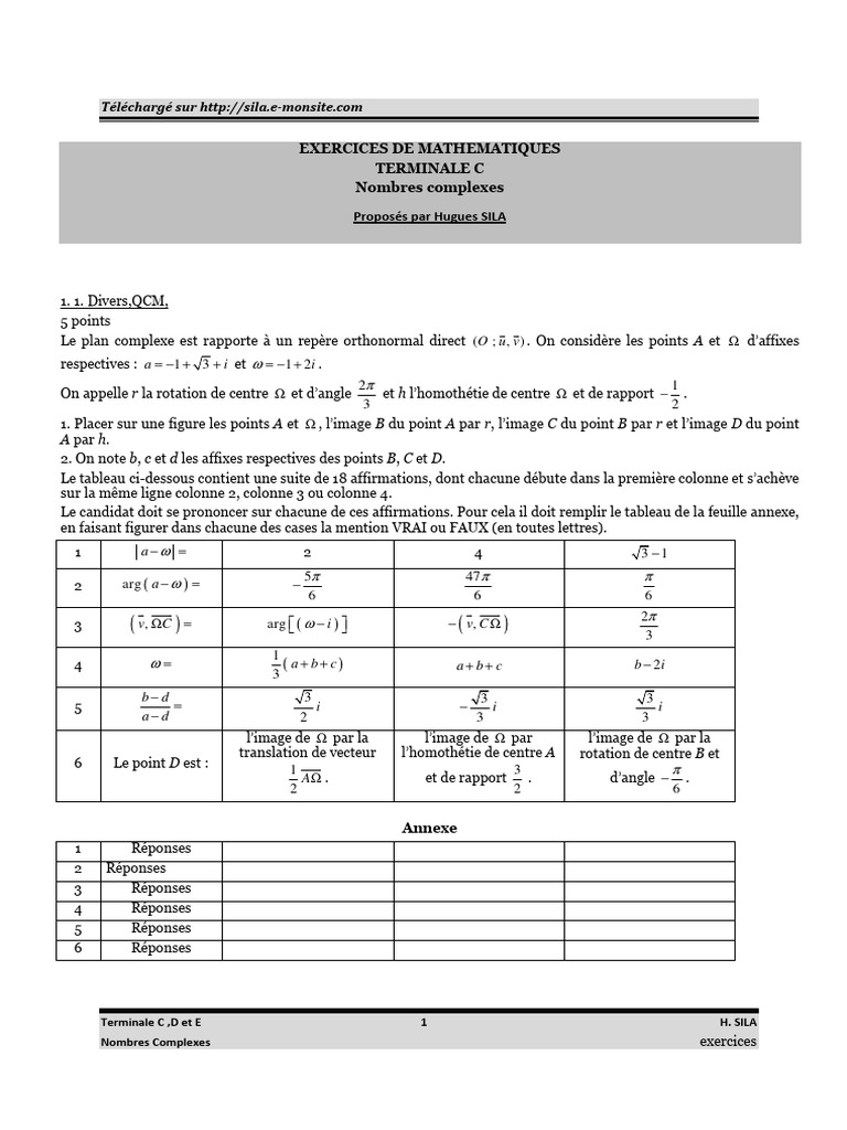 Exercices Complexes 2 | PDF | Nombre complexe | Triangle
