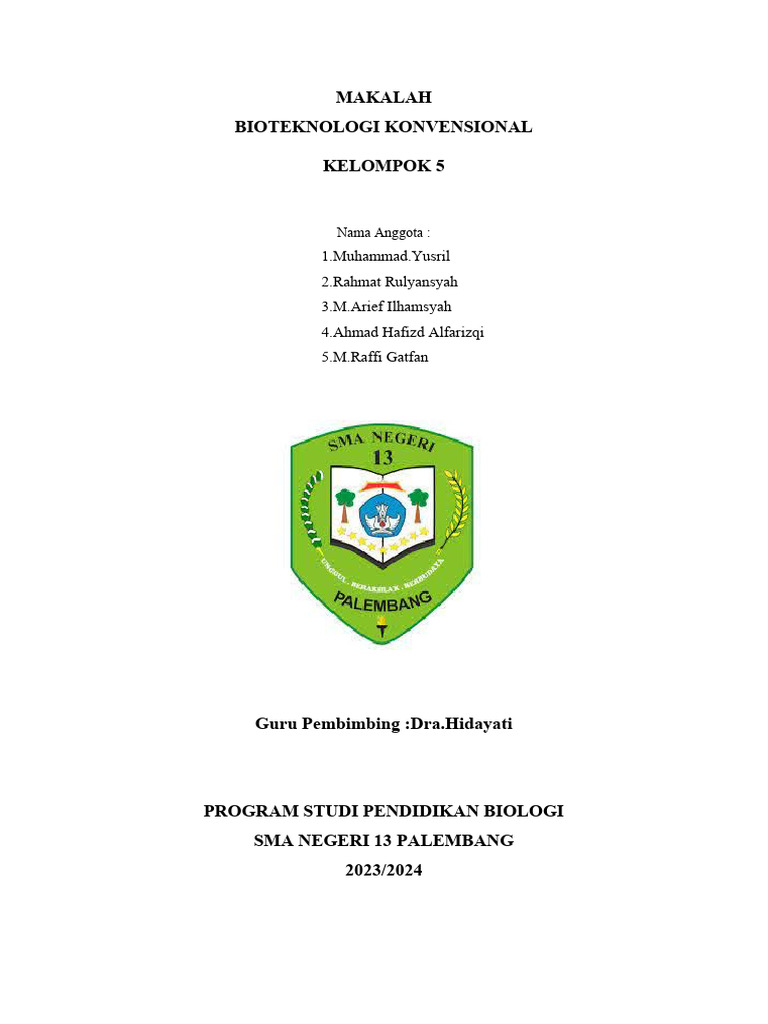 Makalah Bioteknologi Konvensional (Modern) Kelompok 5 | PDF