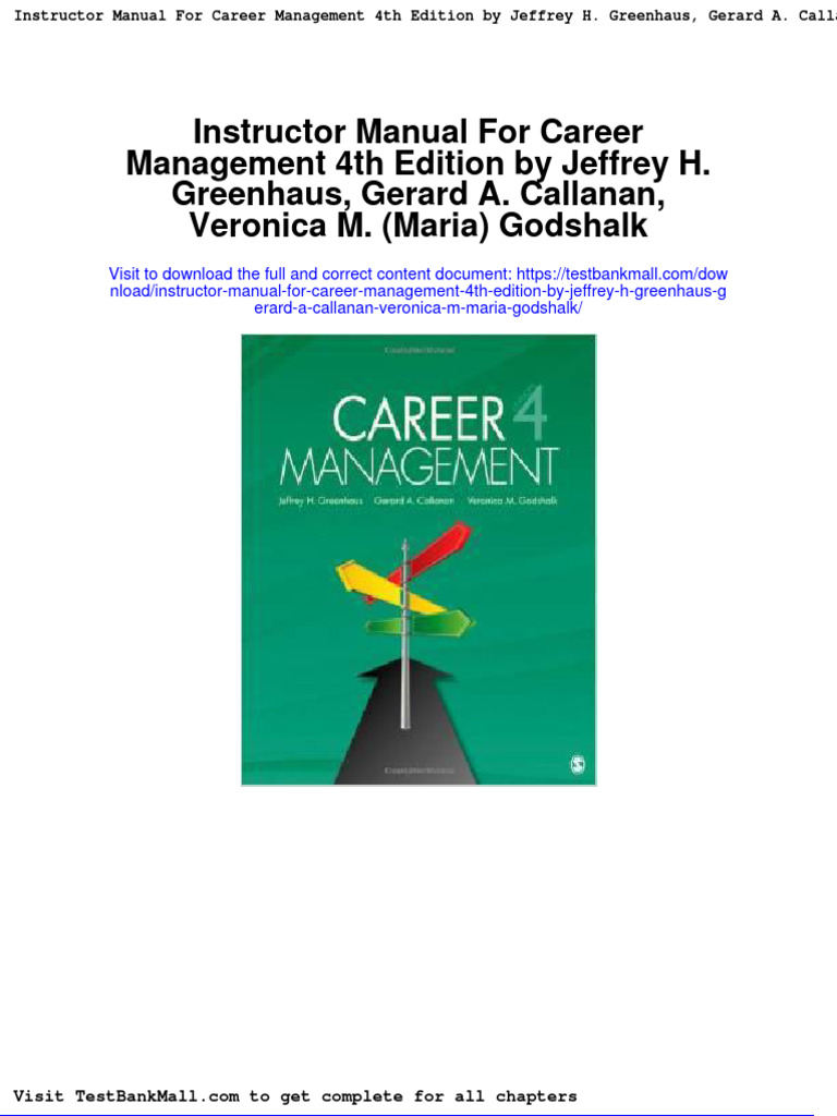 Instructor Manual For Career Management 4th Edition by Jeffrey H ...