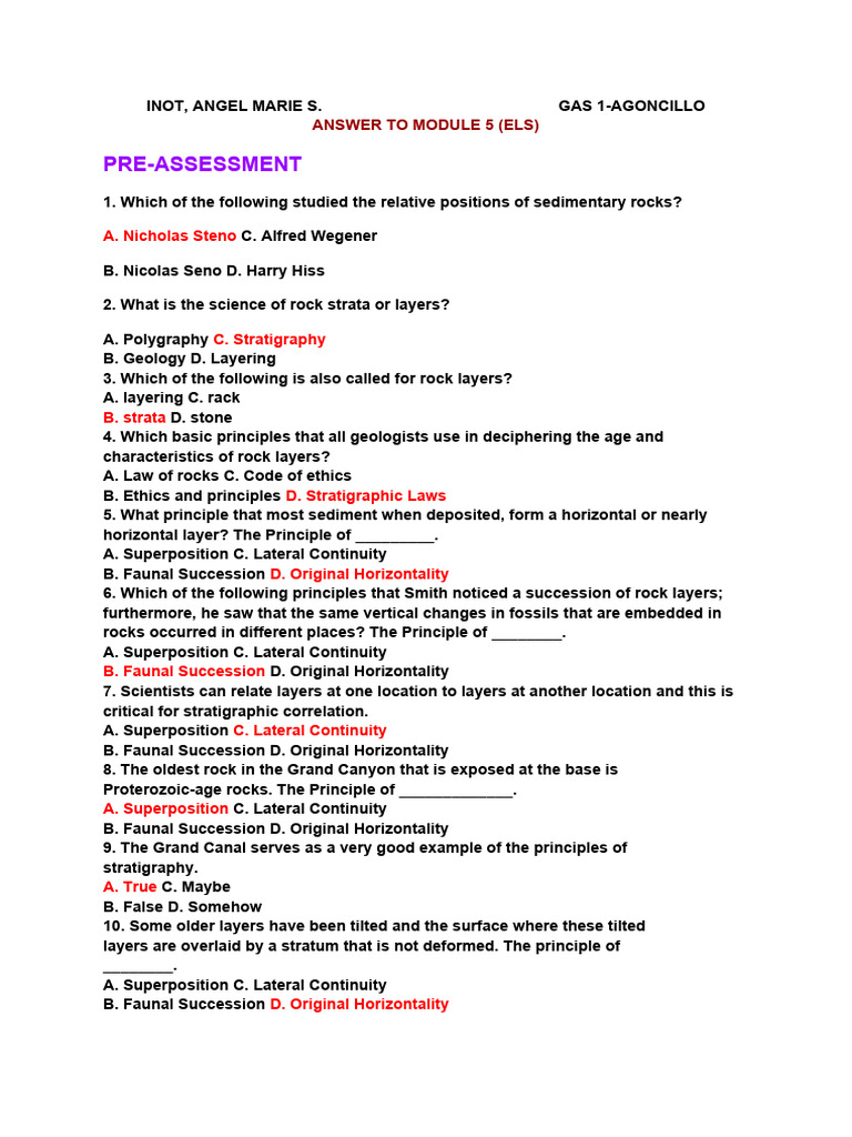 ANSWER TO MODULE 5 (ELS) | PDF | Rock (Geology) | Geology