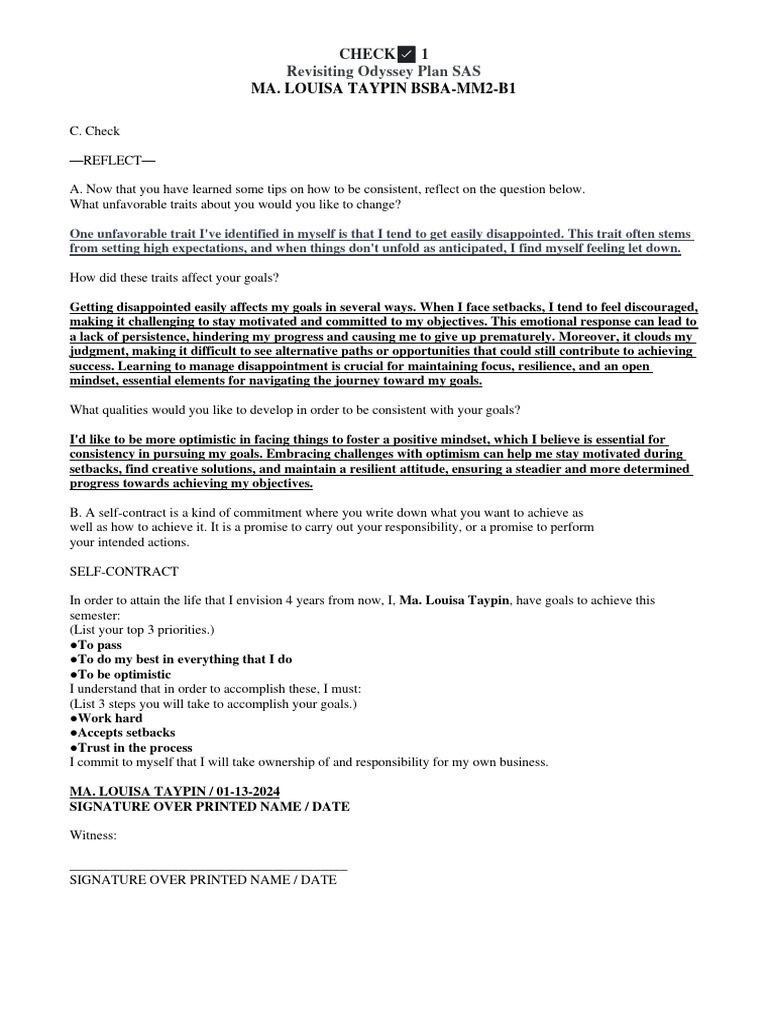 Revisiting Odyssey Plan SAS | PDF | Goal | Optimism