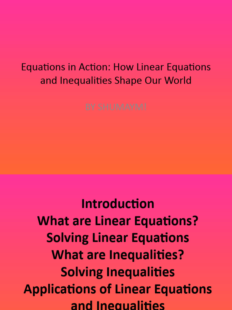 Mathspresentation | PDF | Equations | System Of Linear Equations