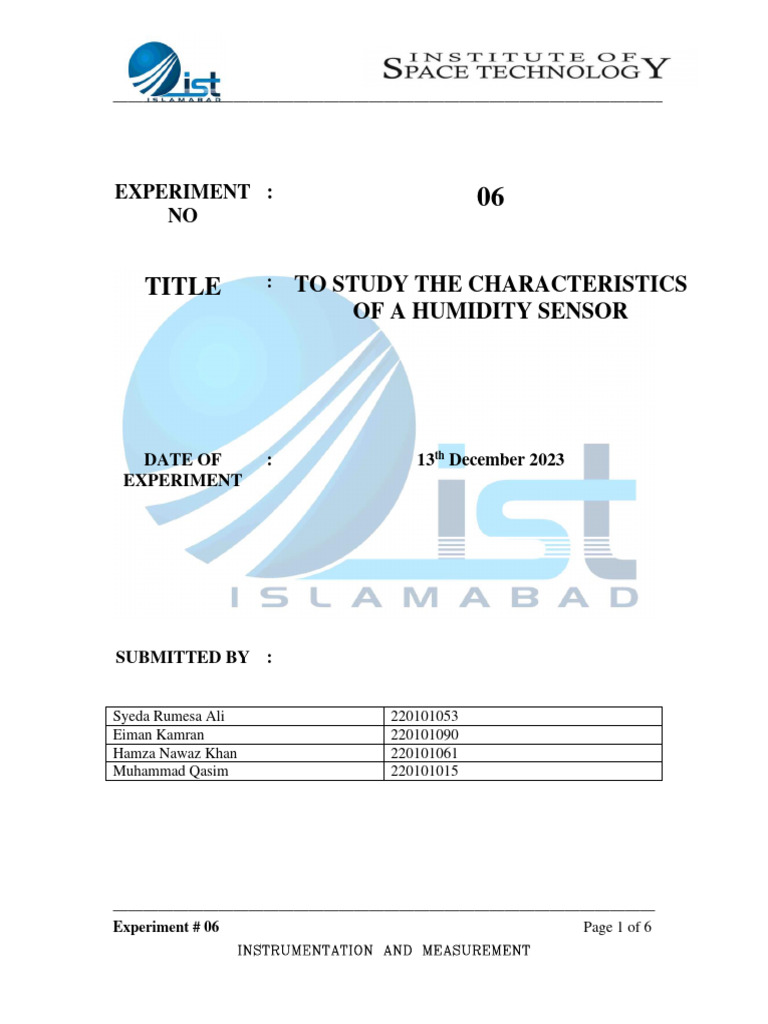 Humidity Sensor Lab Report For Instrumentation Lab | PDF | Sensor | Capacitor