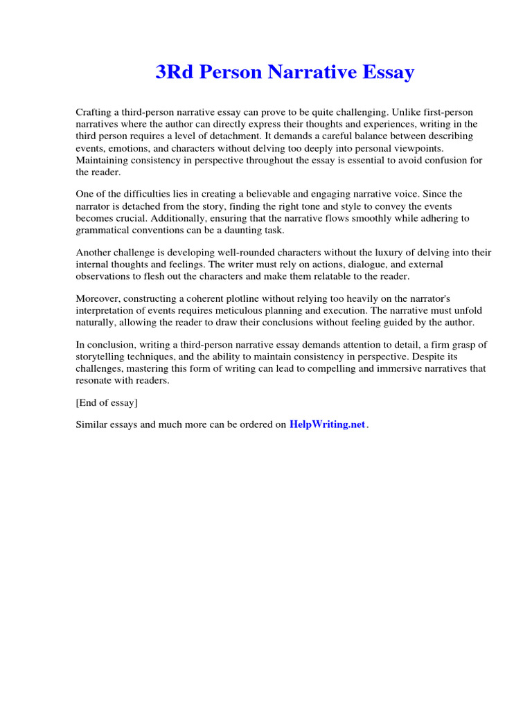 3Rd Person Narrative Essay | PDF