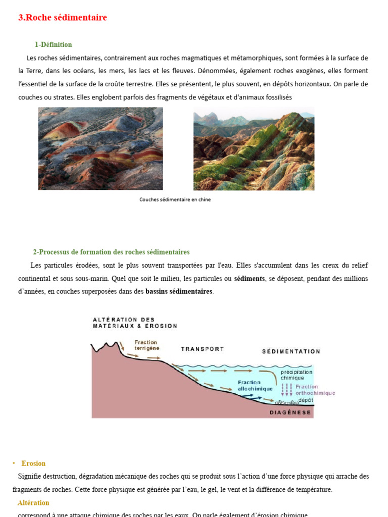 Types et formation des roches sédimentaires | PDF | Roche sédimentaire ...