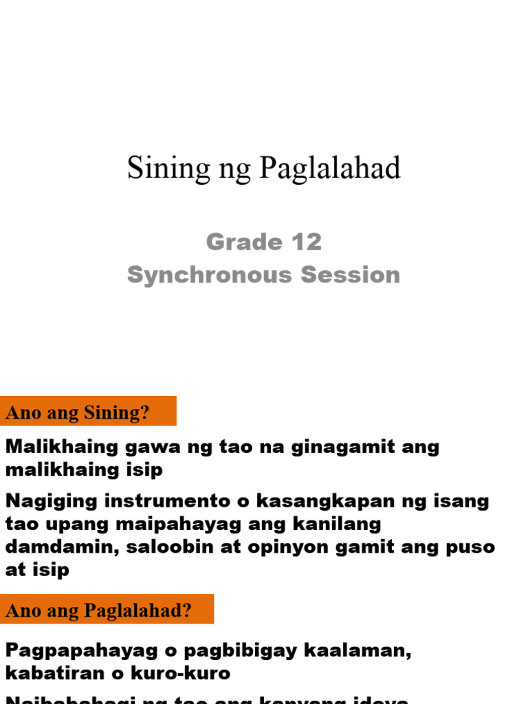 Sining NG Paglalahad | PDF