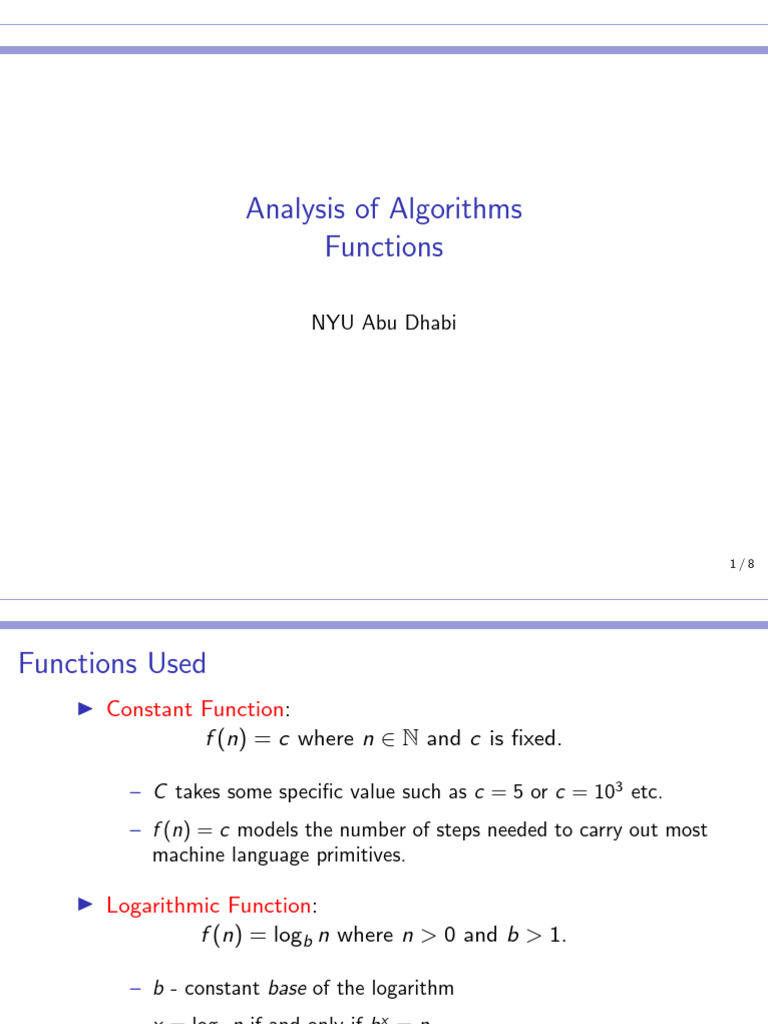 02a Functions | PDF | Time Complexity | Logarithm