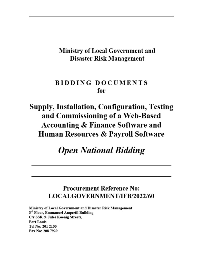 Ministry of Local Govt - Bidding Document - IT Software | PDF ...