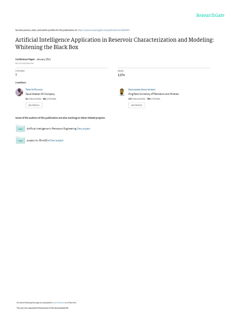 AI in Res Characterization SPE-155413-MS | PDF | Machine Learning | Support Vector Machine