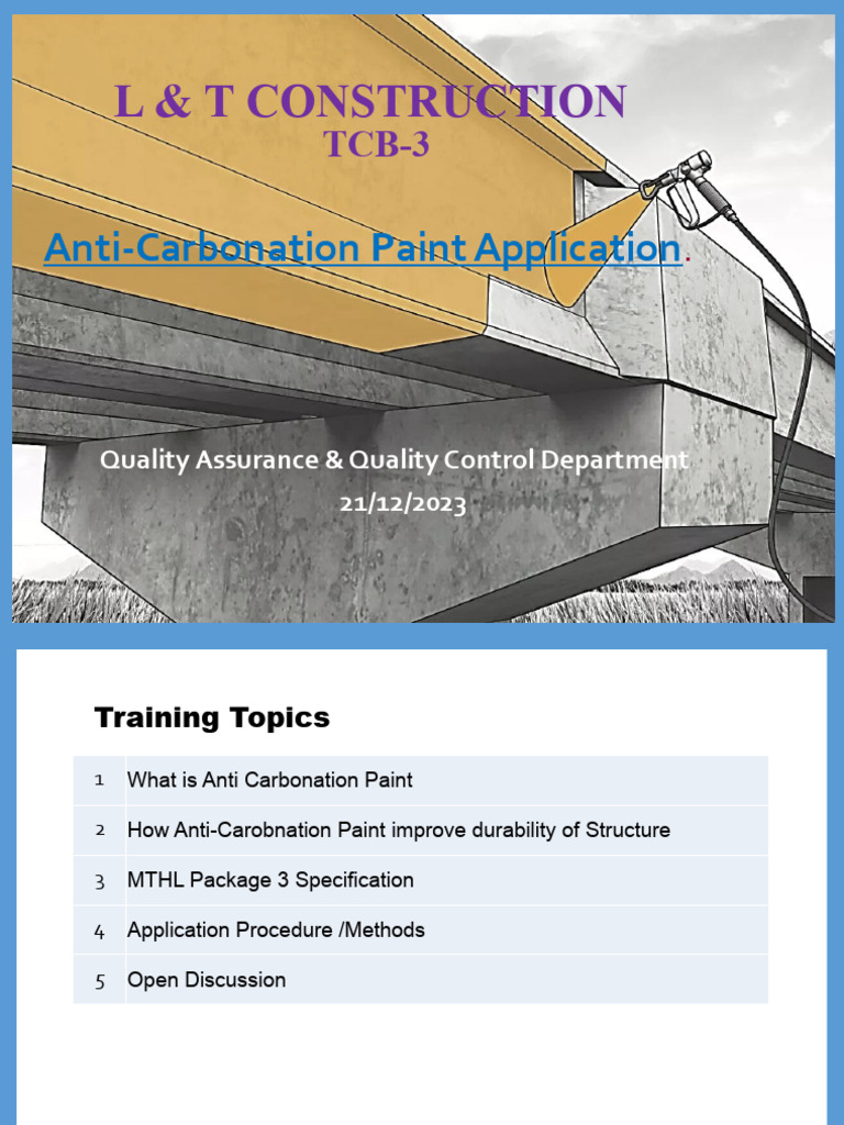 Anti Carbonation Paint PPT - TCB3 | PDF | Concrete | Corrosion