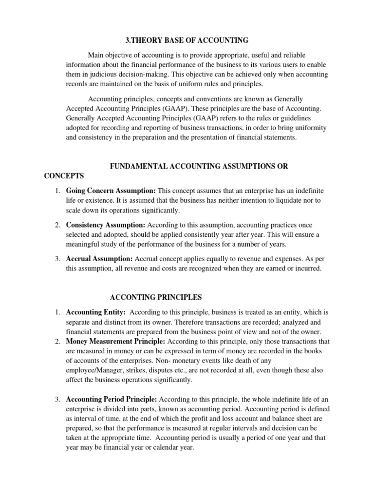 Theory Base of Accounting Principles | PDF | Accounting | Debits And ...