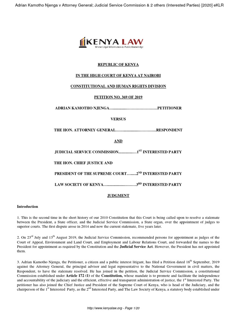Adrian Kamotho Njenga | PDF | Jurisdiction | Judiciaries