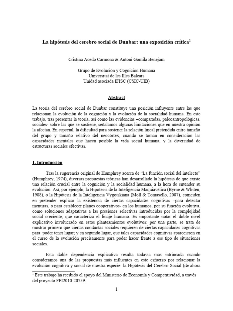 Acedo&gomila Dunbar | PDF | Evolución | Humano