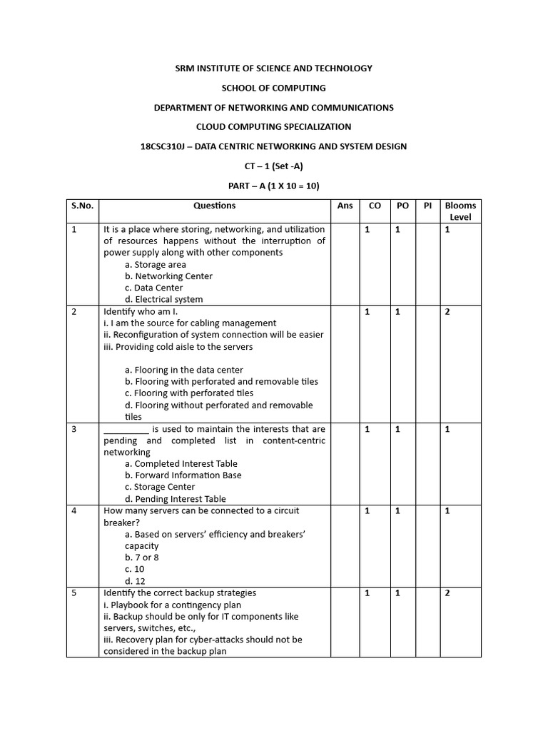 Ct1 Qp Seta Pdf Data Center Computer Network