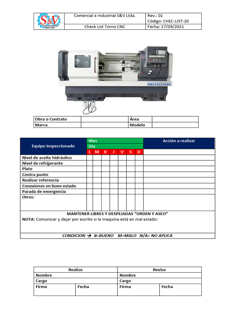 Chec-List-20 Torno CNC | PDF