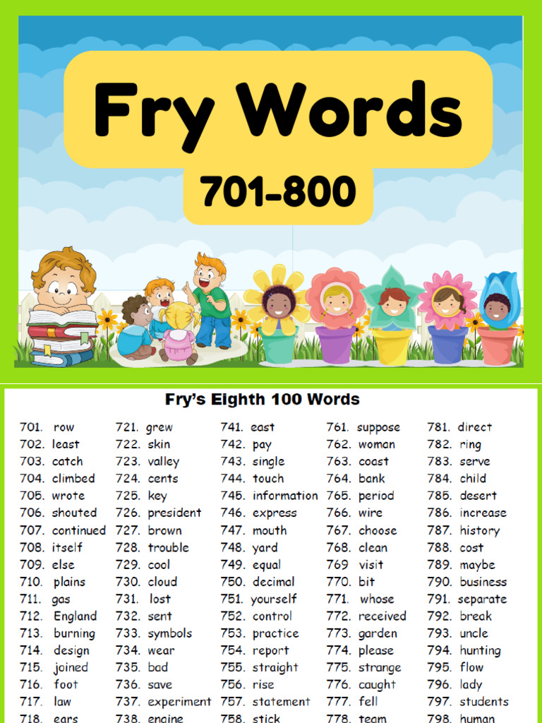 Eighth 100 Fry Words List | PDF