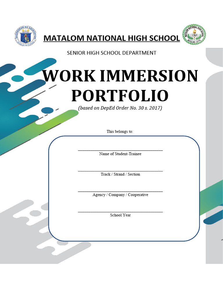 SHS Work Immersion Portfolio MNHS | PDF | Job Interview | Leadership