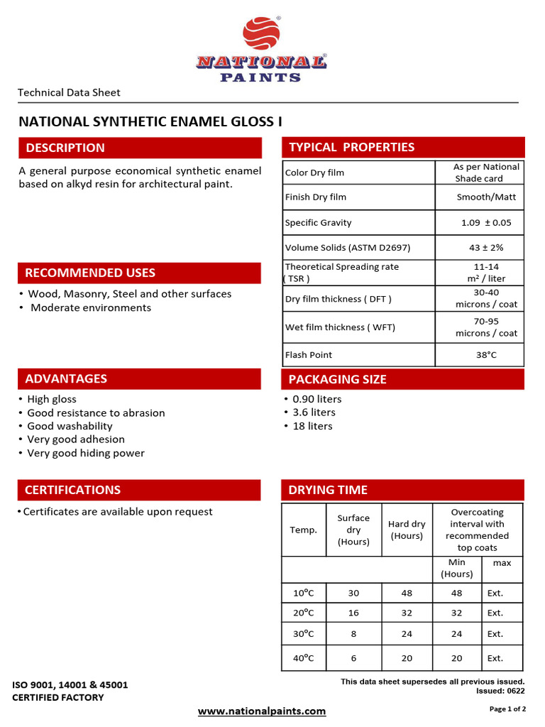National Synthetic Enamel Gloss I | PDF | Paint | Materials