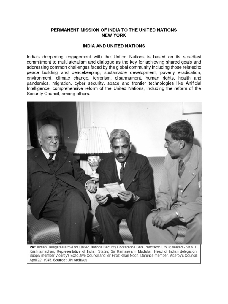 India's Role in the United Nations | PDF | United Nations ...