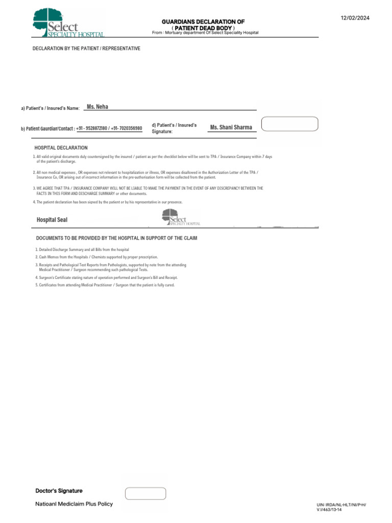 Parent Declaration | PDF | Patient | Health Sciences