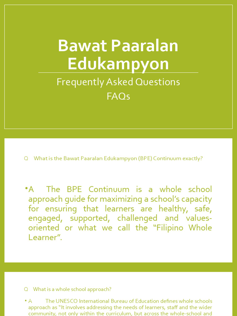 Bawat Paaralan Edukampyon FAQs | PDF | Learning | Curriculum