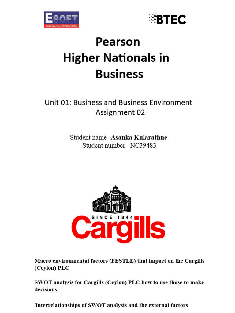 Assignment - Cargills | Download Free PDF | Swot Analysis | Corporate ...